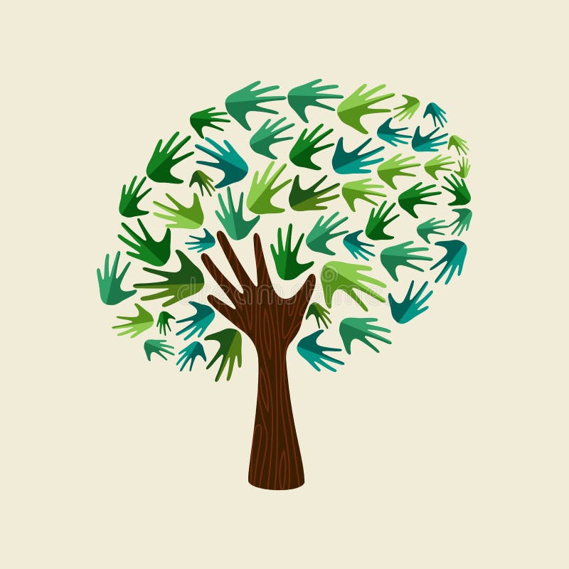 Green Hand Print Tree Environment Illustration Stock Vector ...