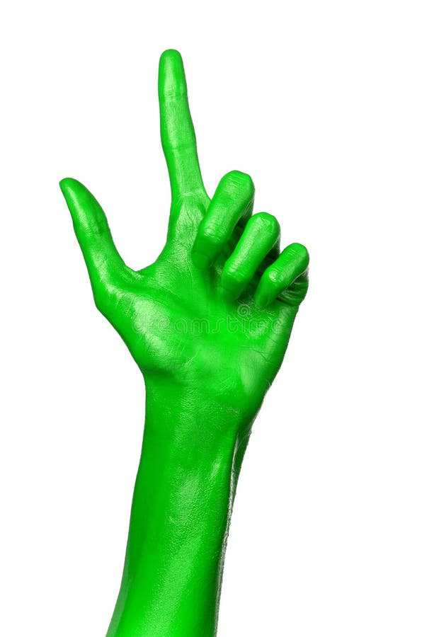 Green Hand on White Background, Isolated, Paint Stock Photo - Image of ...
