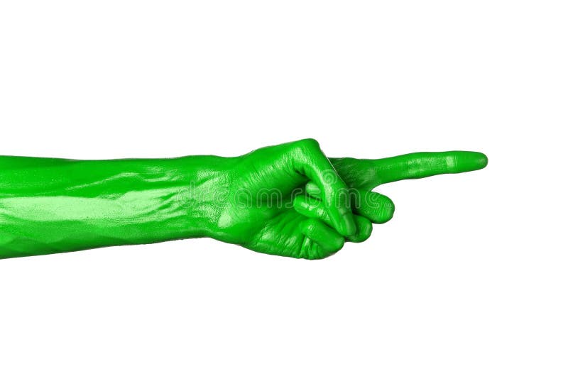 Green Hand on White Background, Isolated, Paint Stock Photo - Image of ...