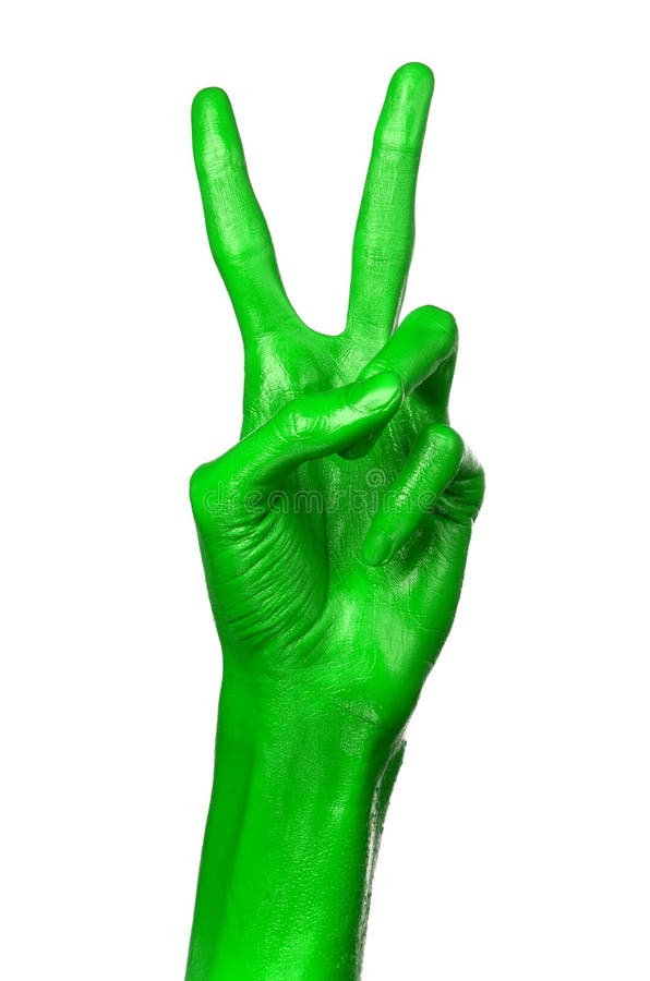 Green Hand on White Background, Isolated, Paint Stock Photo - Image of ...