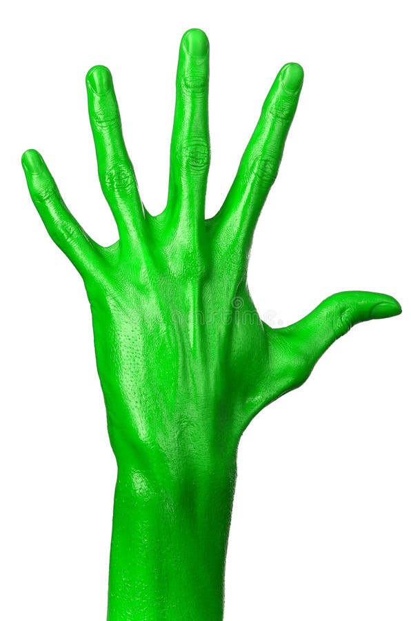 Green Hand On White Background, Isolated, Paint Stock Photo - Image of ...