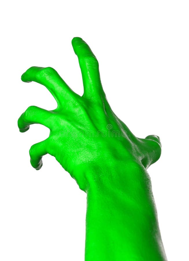 Green Hand on White Background, Isolated, Paint Stock Photo - Image of ...