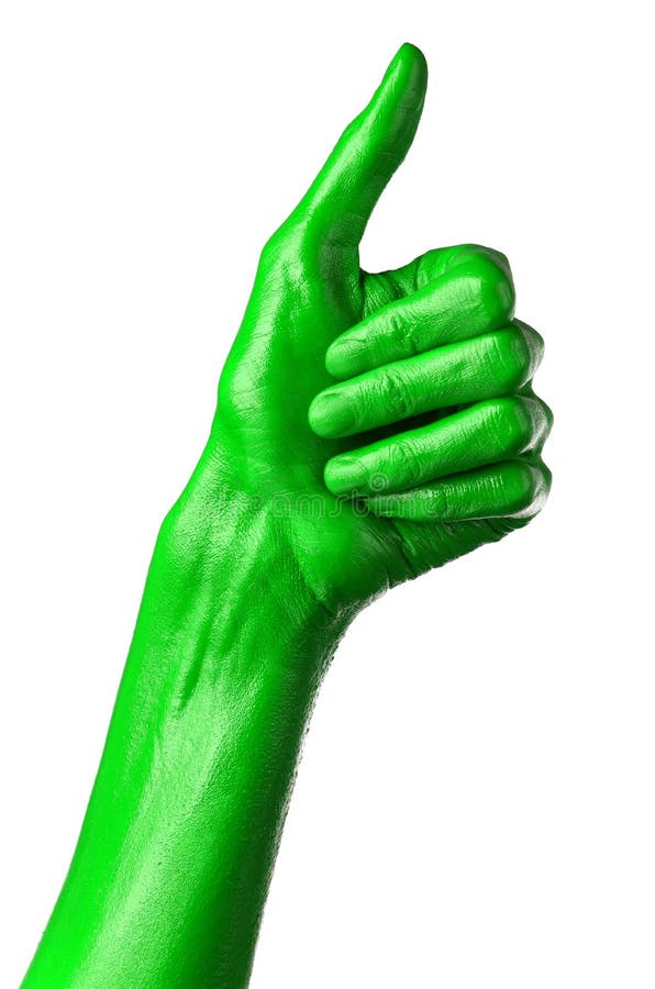Green Hand on White Background, Isolated, Paint Stock Image - Image of ...