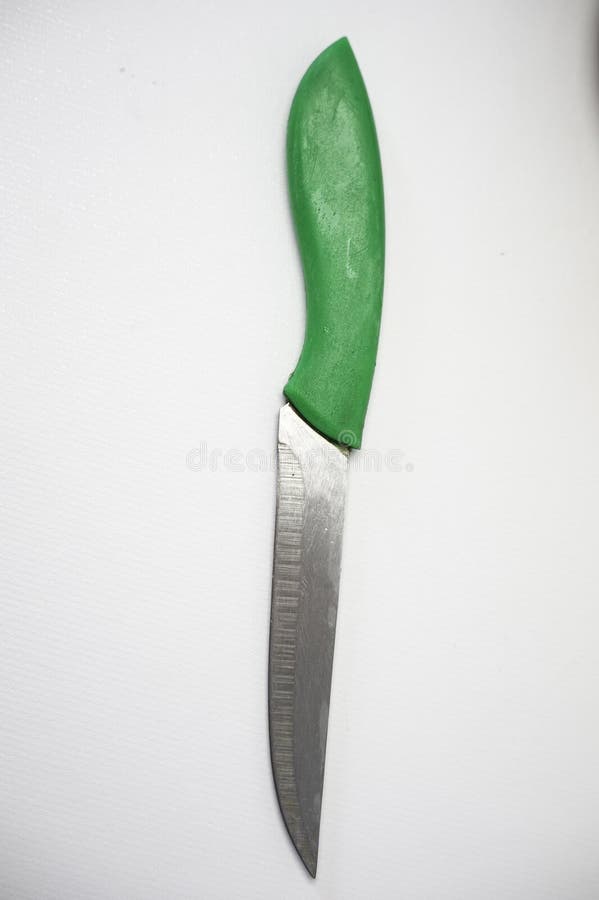 Green Handled Knife Isolated on a White Background Stock Image - Image ...