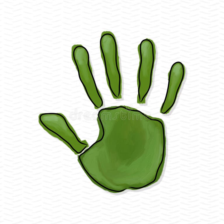 Green Handprint. Think Green Stock Vector - Illustration of production ...