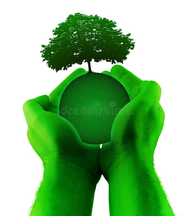 Planet and Tree in Human Hands Over Green Nature, Save the Earth ...