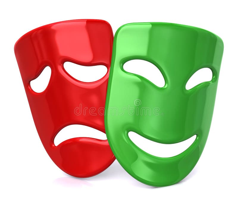 Green Happy and Sad Red Masks Stock Illustration - Illustration of icon ...