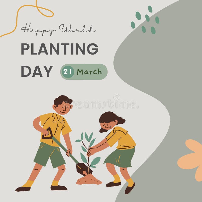 Green Happy World Planting Day Instagram Post Stock Illustration ...