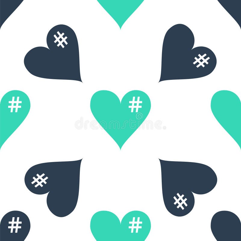 Color the Hash Love Icon. Hashtag Heart Symbol Icon Isolated on White ...