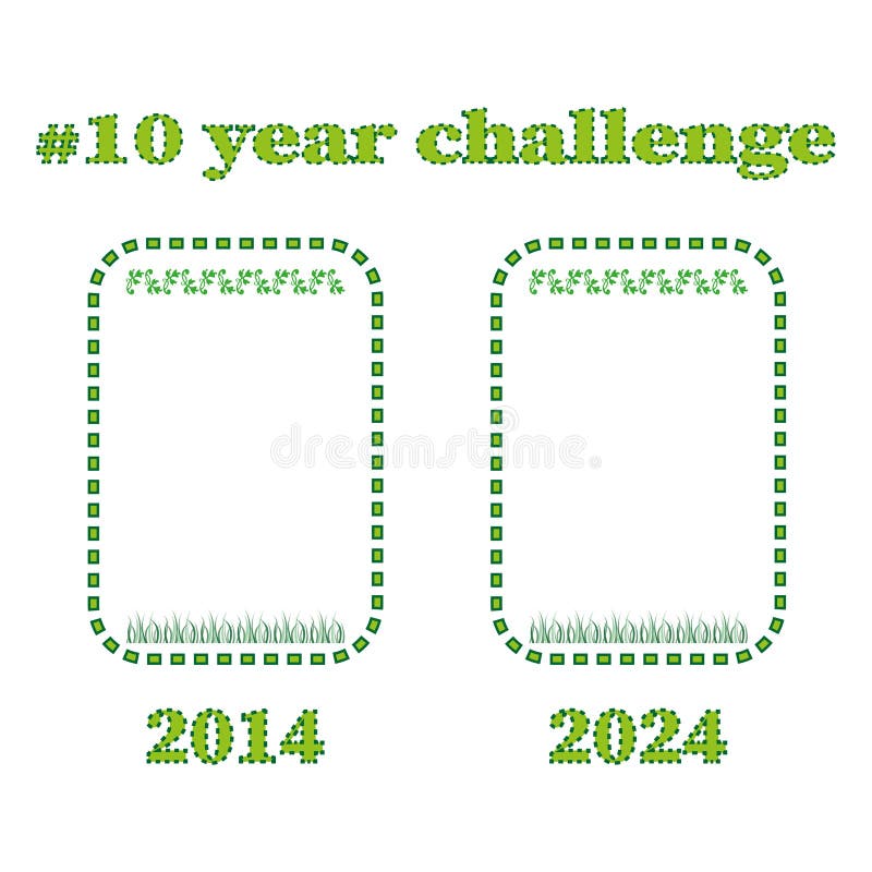 Green Hashtag Challenge. Decade Comparison Vector. Nature Growth ...