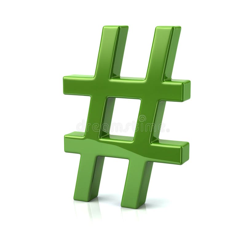 White Hashtag Icon Isolated On Green Background Stock Vector ...