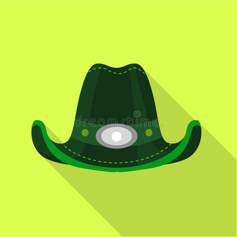 Green hat icon, flat style stock vector. Illustration of fedora - 88760702