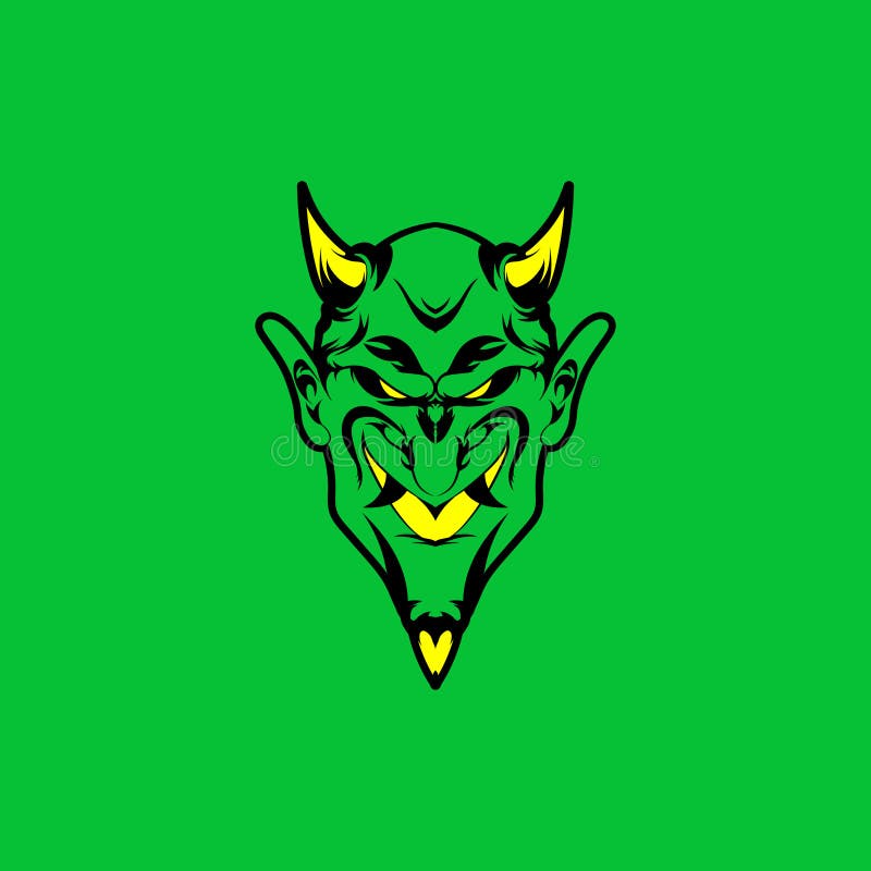 Green Head Devil Illustration, Devil Head with Green Background, Devil ...