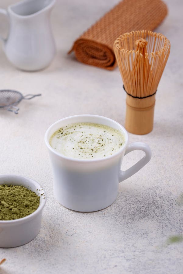 Green Healthy Matcha Latte Drink Stock Image - Image of green, gourmet ...
