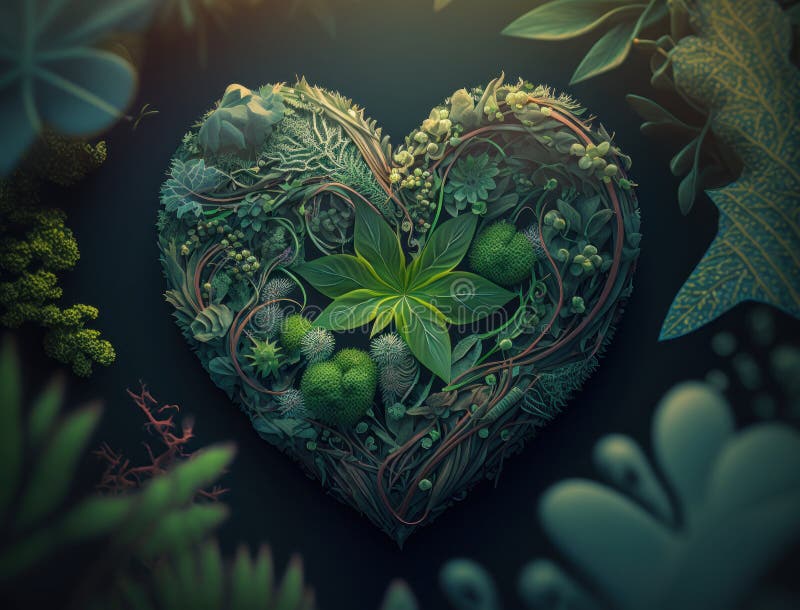 Green Heart Made by Foliage that Represents Environmental Protection ...