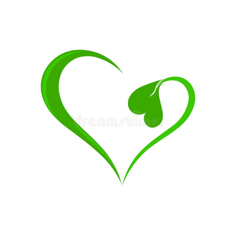 Green Heart And Nature Logo Illustration Stock Illustration ...