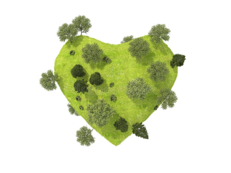 Green Heart Overgrown with Grass and Trees. Stock Illustration ...