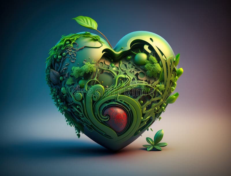 Green Heart that Represents Environmental Protection Created with ...