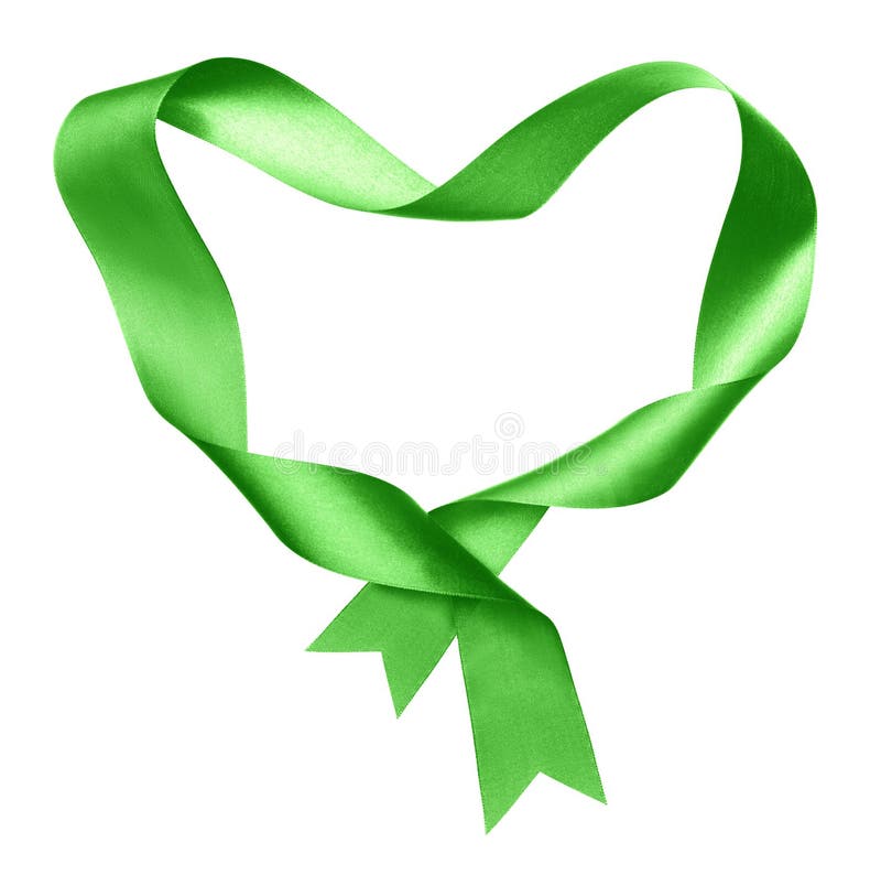 Green,heart Shape Frame from Twisted Silk Ribbon Stock Photo - Image of ...