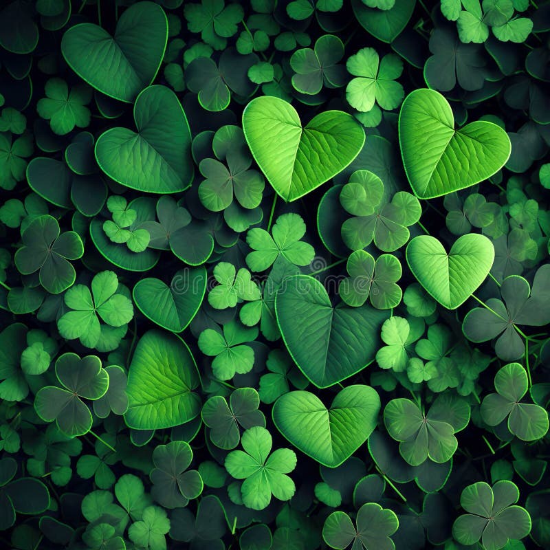 Green Heart Shaped Clover for St Patrick S Day. Generative AI Stock ...