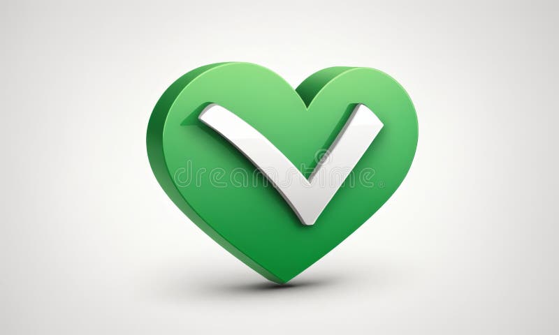 Green Heart with White Checkmark Stock Illustration - Illustration of ...