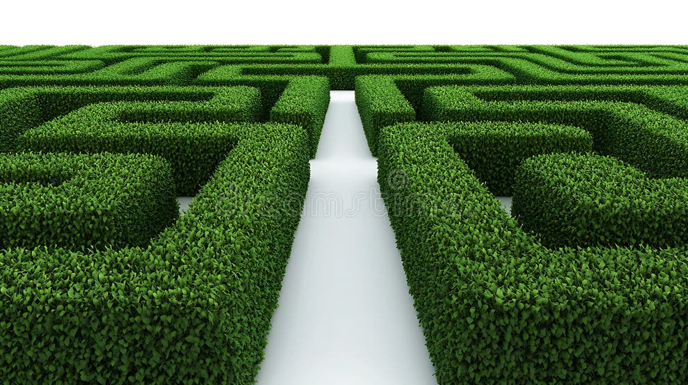 Green Hedge Maze Path a Choice and Challenge Stock Illustration ...
