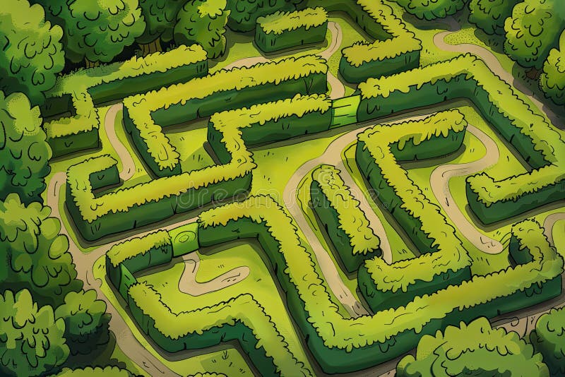 Green Hedge Maze Pathway stock illustration. Illustration of green ...