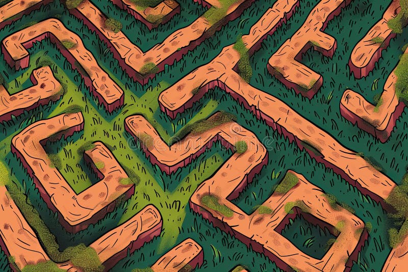 Green Hedge Maze Pathway stock illustration. Illustration of outdoor ...