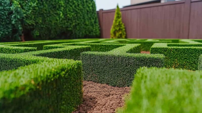 Green Hedges Forming Intricate Maze Pattern, Creating Challenging ...