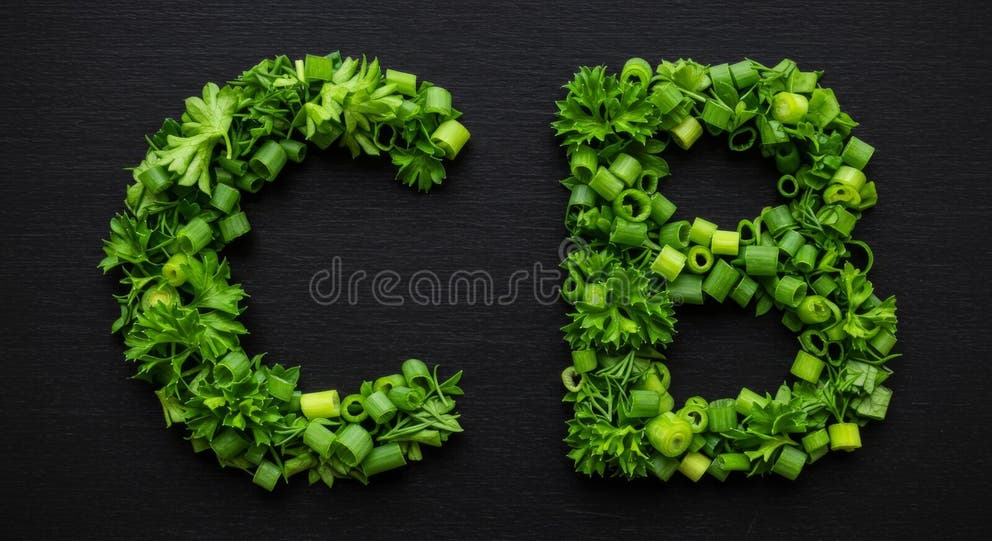 Green Herb Letters CB on Dark Background Stock Illustration ...