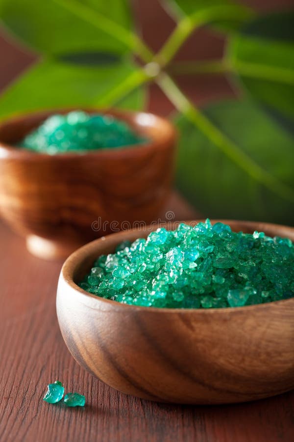 Green Herbal Salt for Healthy Spa Bath Stock Photo - Image of ...