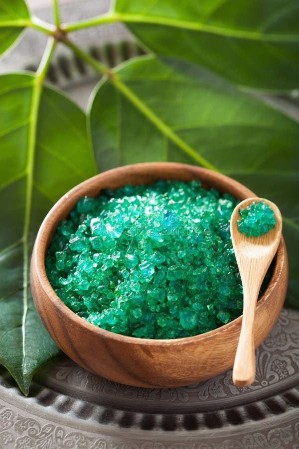 Green Herbal Salt for Healthy Spa Bath Stock Photo - Image of fresh ...