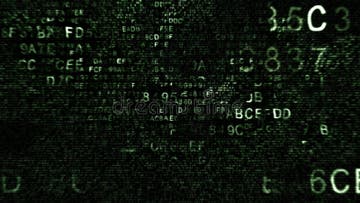 Green Hexadecimal Code Fragments on Black Background Stock Illustration ...