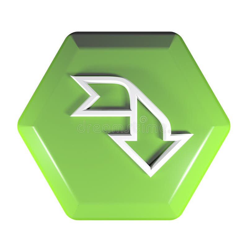 Green Hexagon Push Button Arrow Right and Down - 3D Rendering ...