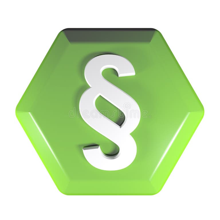 Green Hexagonal Push Button with Paragraph Sign - 3D Rendering ...