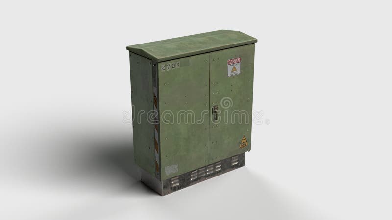Green High Voltage Power Box with Warning Stock Illustration ...
