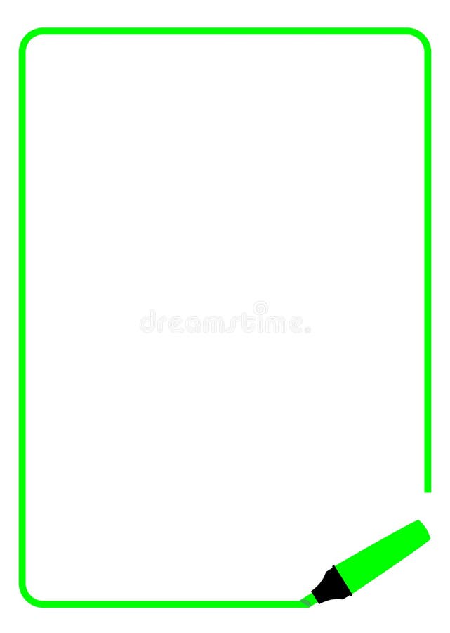 Green Highlighter Page Border Stock Vector - Illustration of felt, page ...