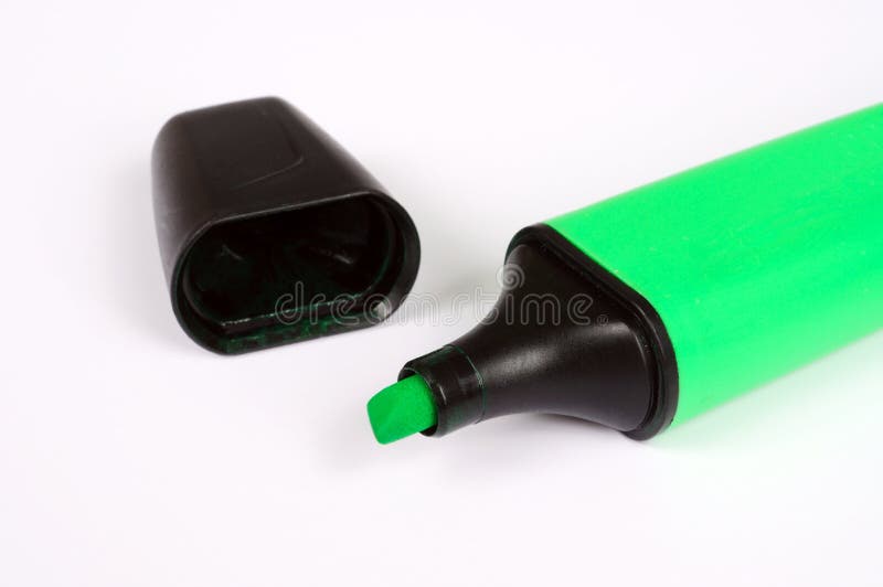 Green highlighter pen. stock image. Image of white, background - 30103485