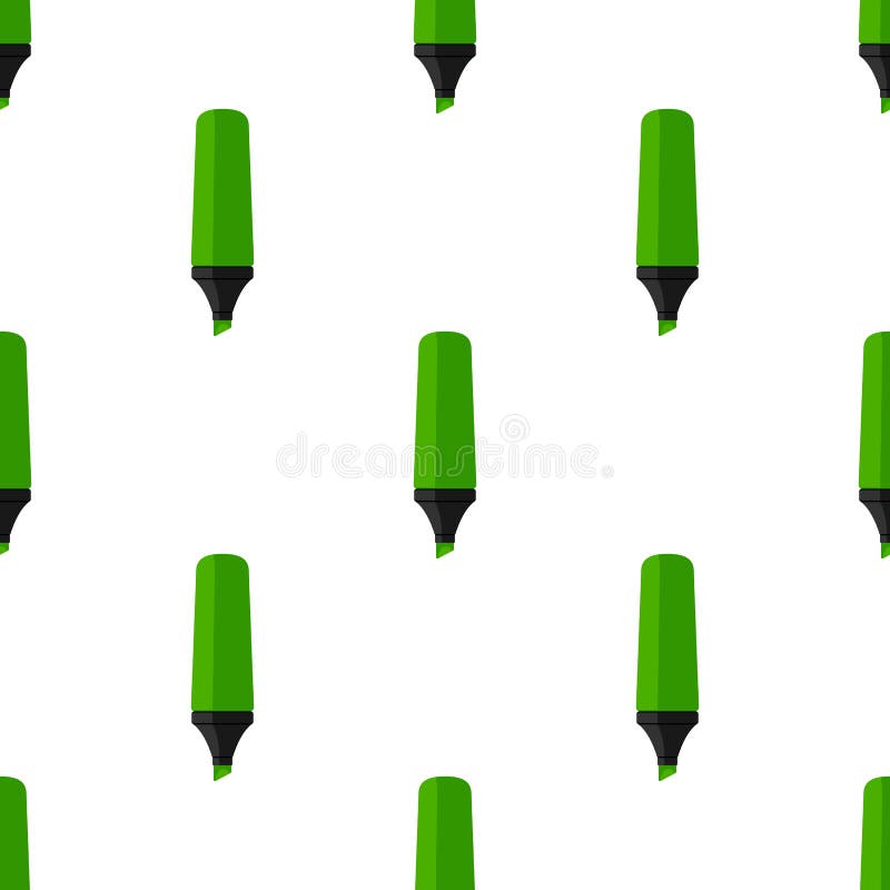 Green Highlighter Pen Seamless Pattern Stock Vector - Illustration of ...