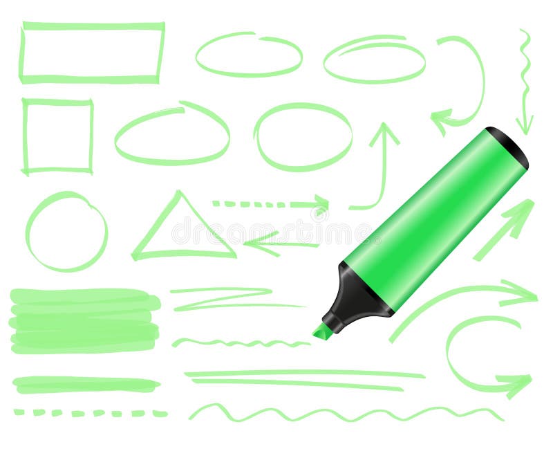 Green highlighter set stock vector. Illustration of drawn - 51225538
