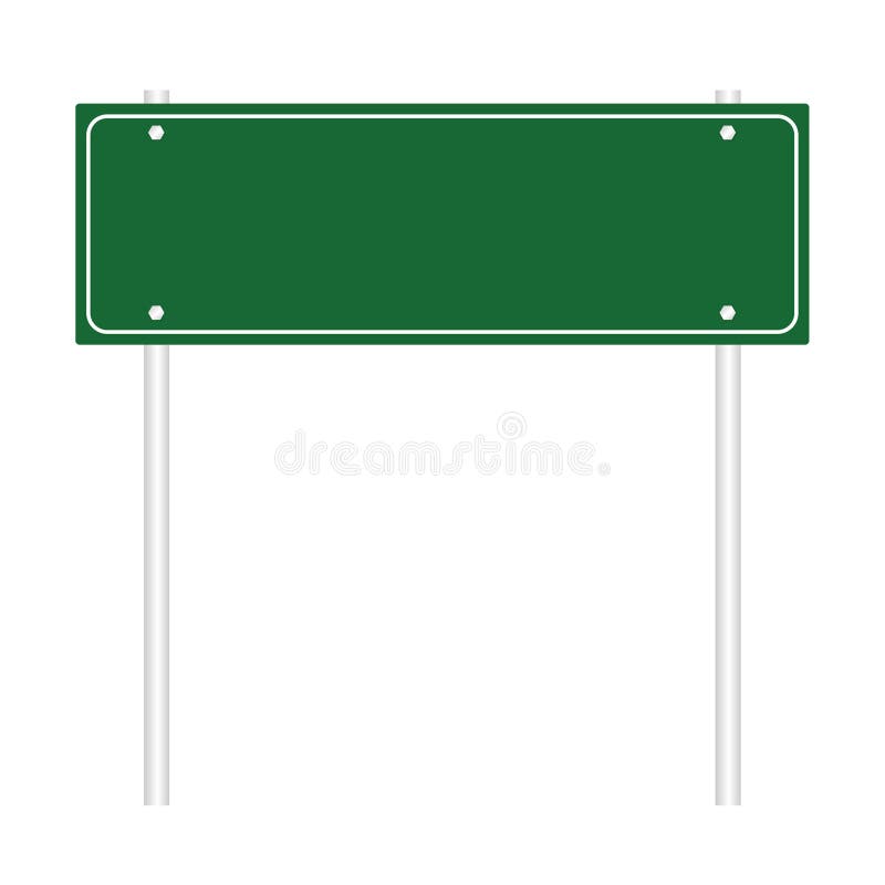 Green Highway Road Sign Board with Metal Post Vector Stock Illustration ...