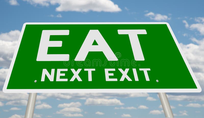 Green highway sign EAT stock illustration. Illustration of graphic ...