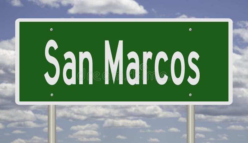 Green Highway Sign for San Marcos Stock Illustration - Illustration of ...