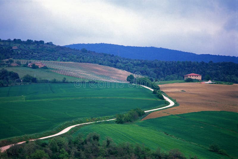 Green Hill, Farm and Rural Road Stock Image - Image of rural, blue: 1767041
