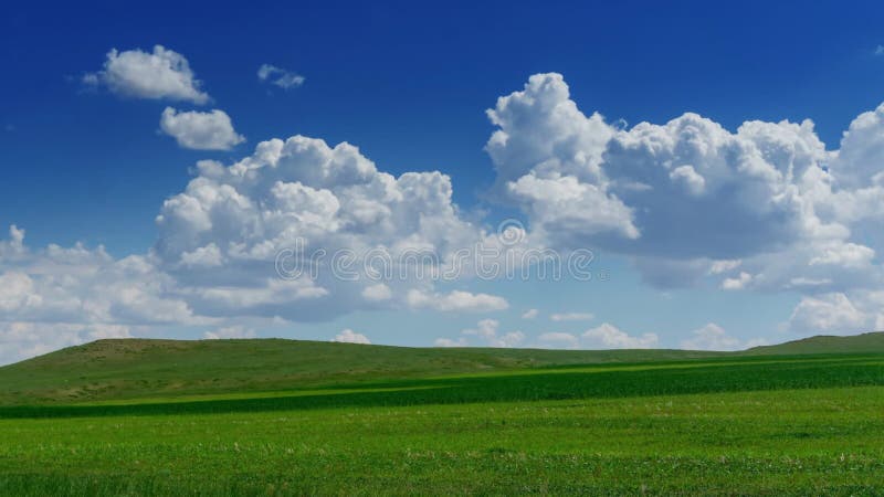Green Hill with Grass Under Clouds Stock Footage - Video of green ...