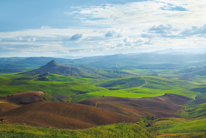Green hills stock image. Image of blue, agriculture, road - 24735155
