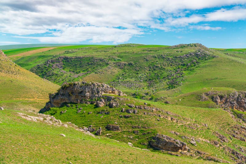 Green Hills and Cliffs in Spring Stock Photo - Image of beauty, tourism ...