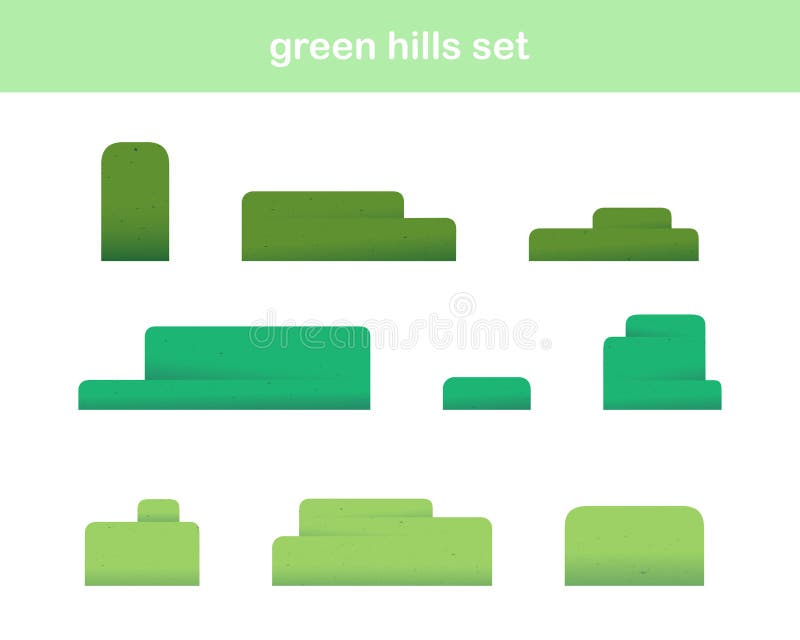 Green Hills Icons Isolated on White Stock Illustration - Illustration ...