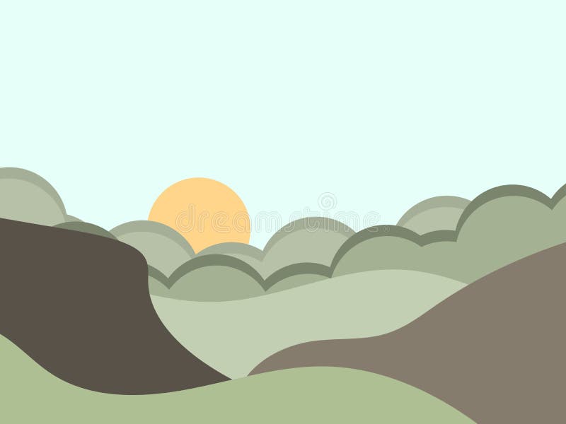 Green Hills Landscape in Minimalist Style. Boho Decor for Prints ...