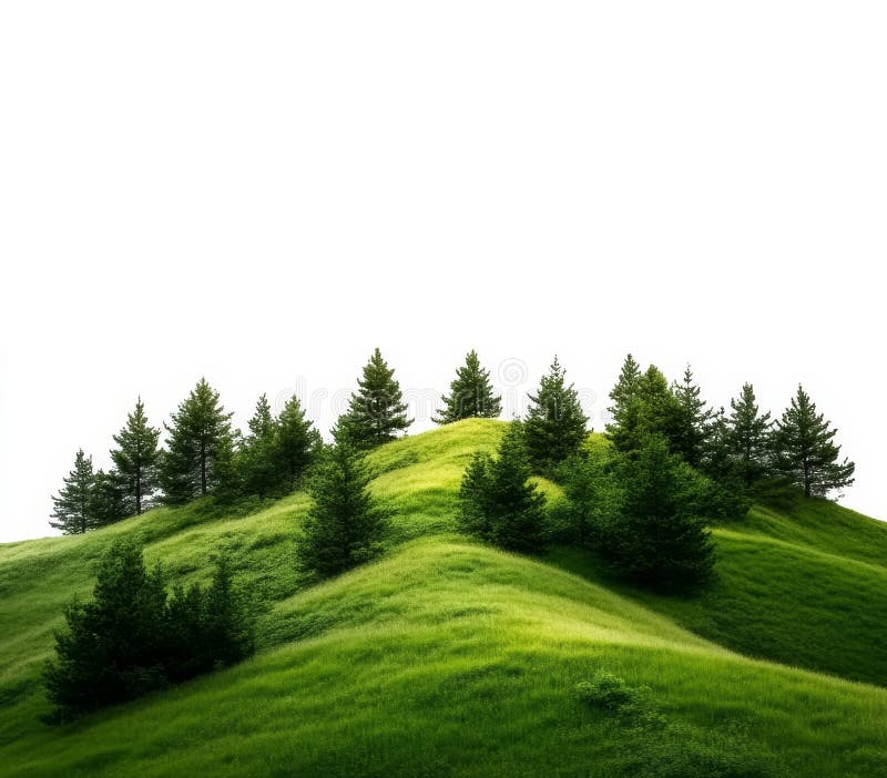Green Hills with Pine Trees on a Bright Day, Nature Landscape Stock ...